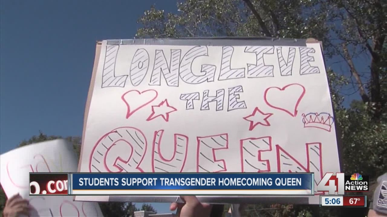 Groups gather to support transgender Homecoming queen - YouTube