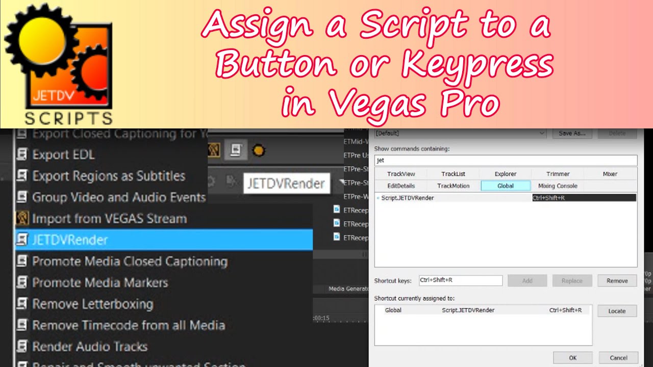 Assign a Script to a KeyPress or Toolbar Button in VEGAS - YouTube