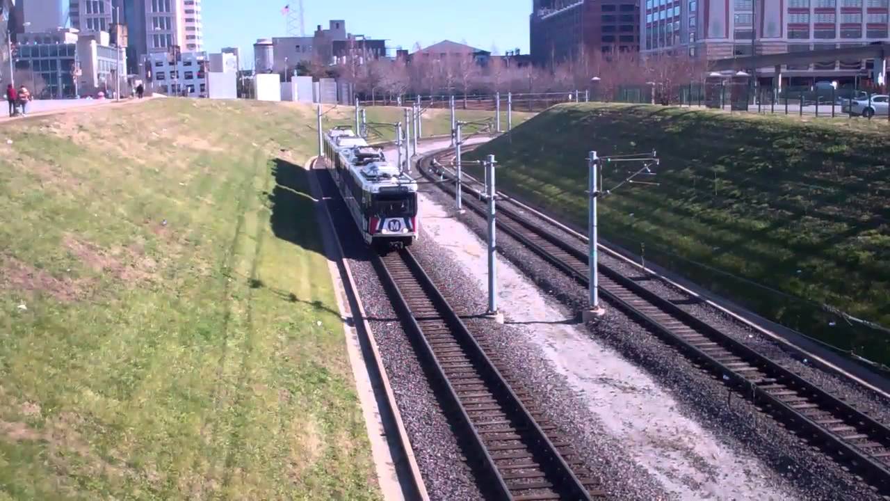 Saint Louis Metrolink Light rail 4003 near the Union Station Gramd Hall ...