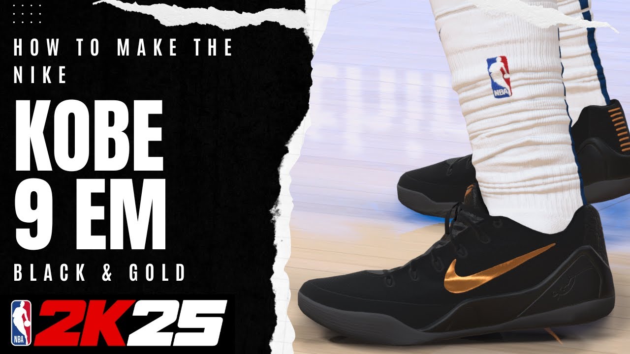 Nike Kobe 9 EM Black & Gold | NBA 2K25 Next Gen Shoe Creator - YouTube