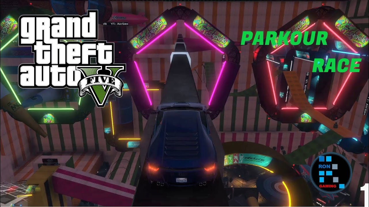 GTA V | AMAZING PARKOUR RACE WITH RON - YouTube