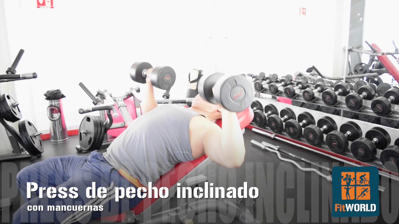Press de pecho inclinado con mancuernas - YouTube