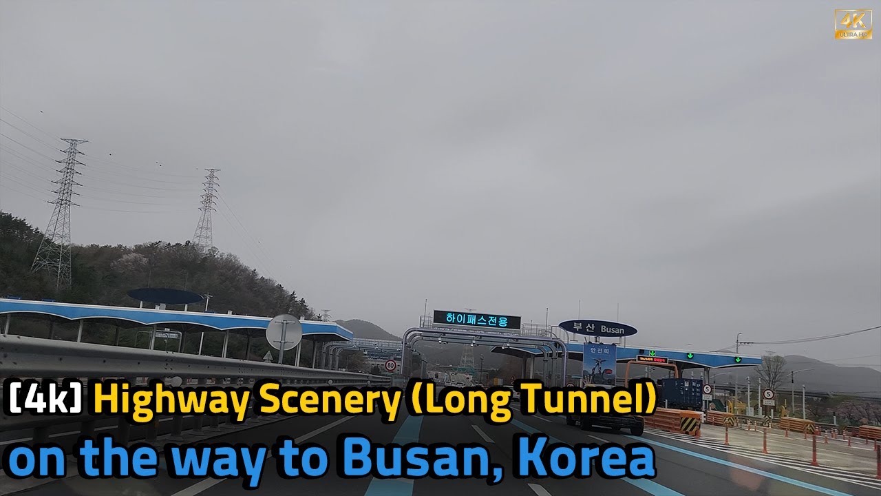 【4K ASMR】 Highway Scenery (long tunnels) on the way to Busan, Korea ...