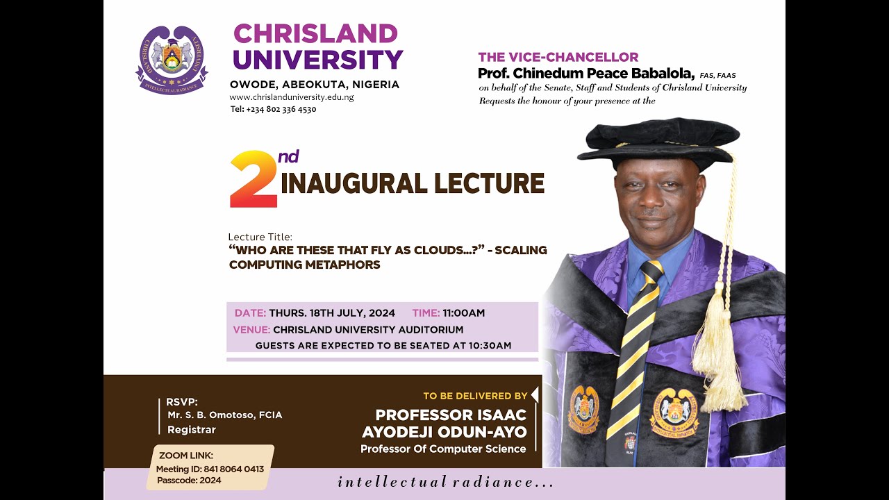 Chrisland University's 2nd Inaugural Lecture - YouTube