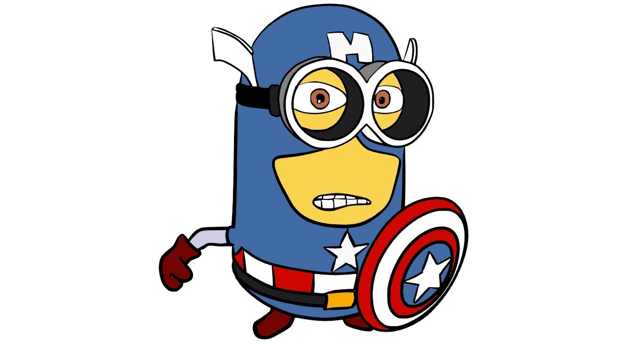 Captain Minion | Minions drawing for kids | Draw And Color captain ...