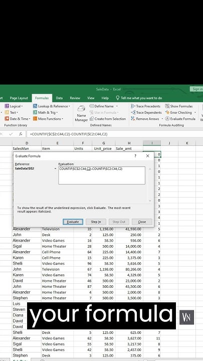 Evaluate your Excel formula - YouTube