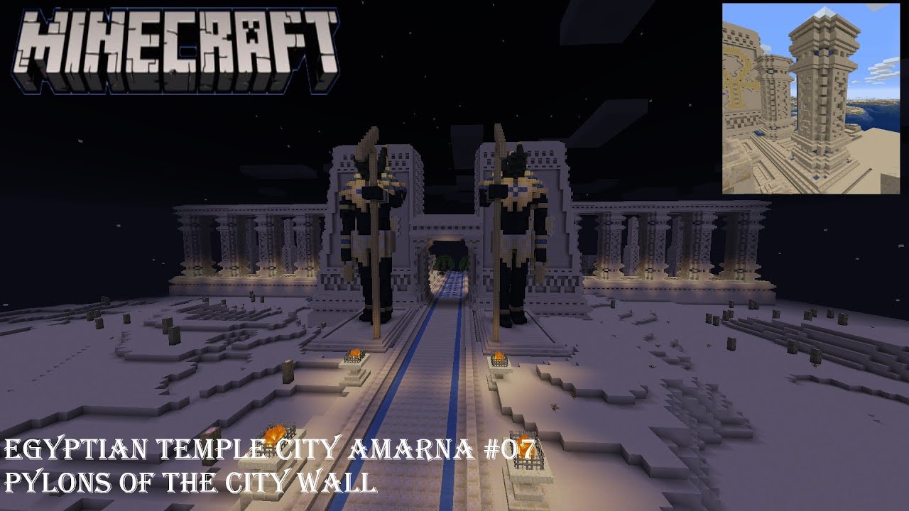 Minecraft- Egyptian temple city Armana #07- Pylons of the city wall - YouTube