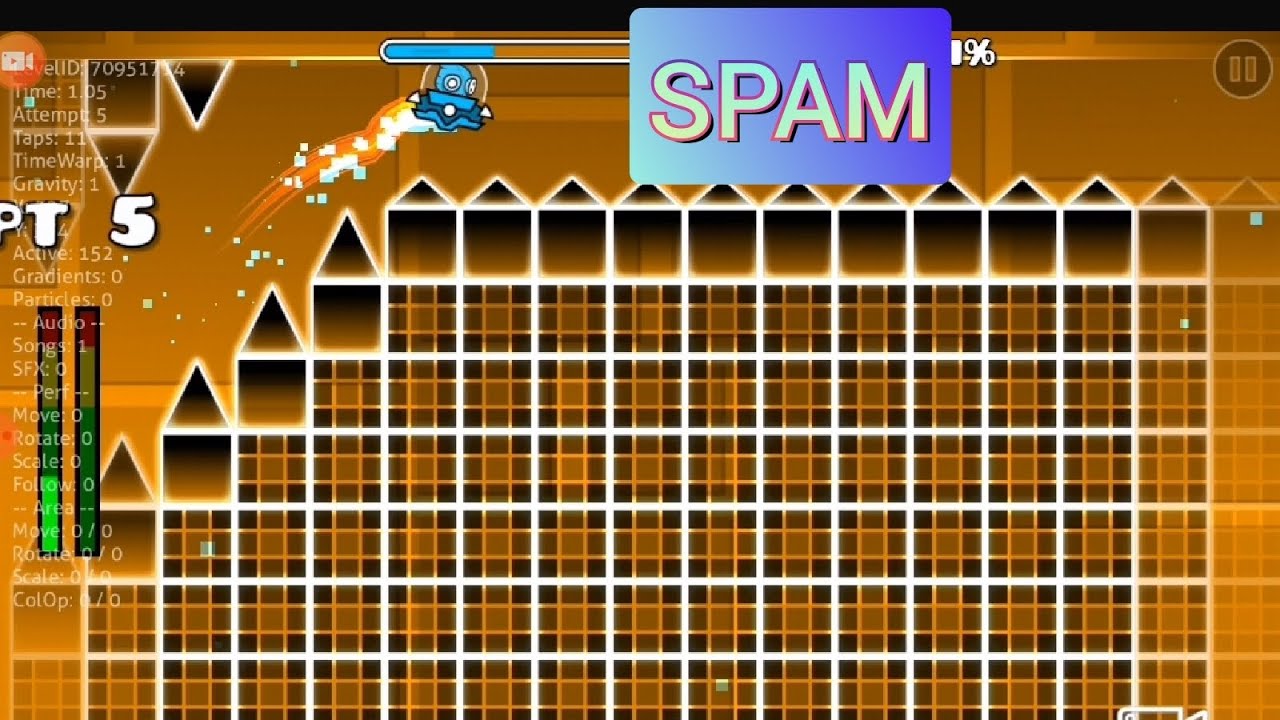 SPAM CHALLENGE 100% GEOMETRY DASH - YouTube