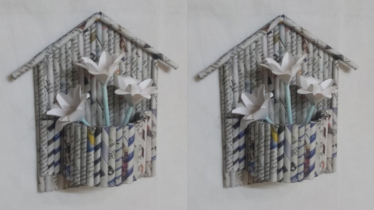 Newspaper wall hanging craft | how to make a paper wall hanging ...