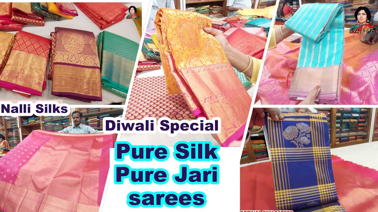 Pure silk Pure Jari sarees | Diwali New arrival | Nalli Chinnasamy ...