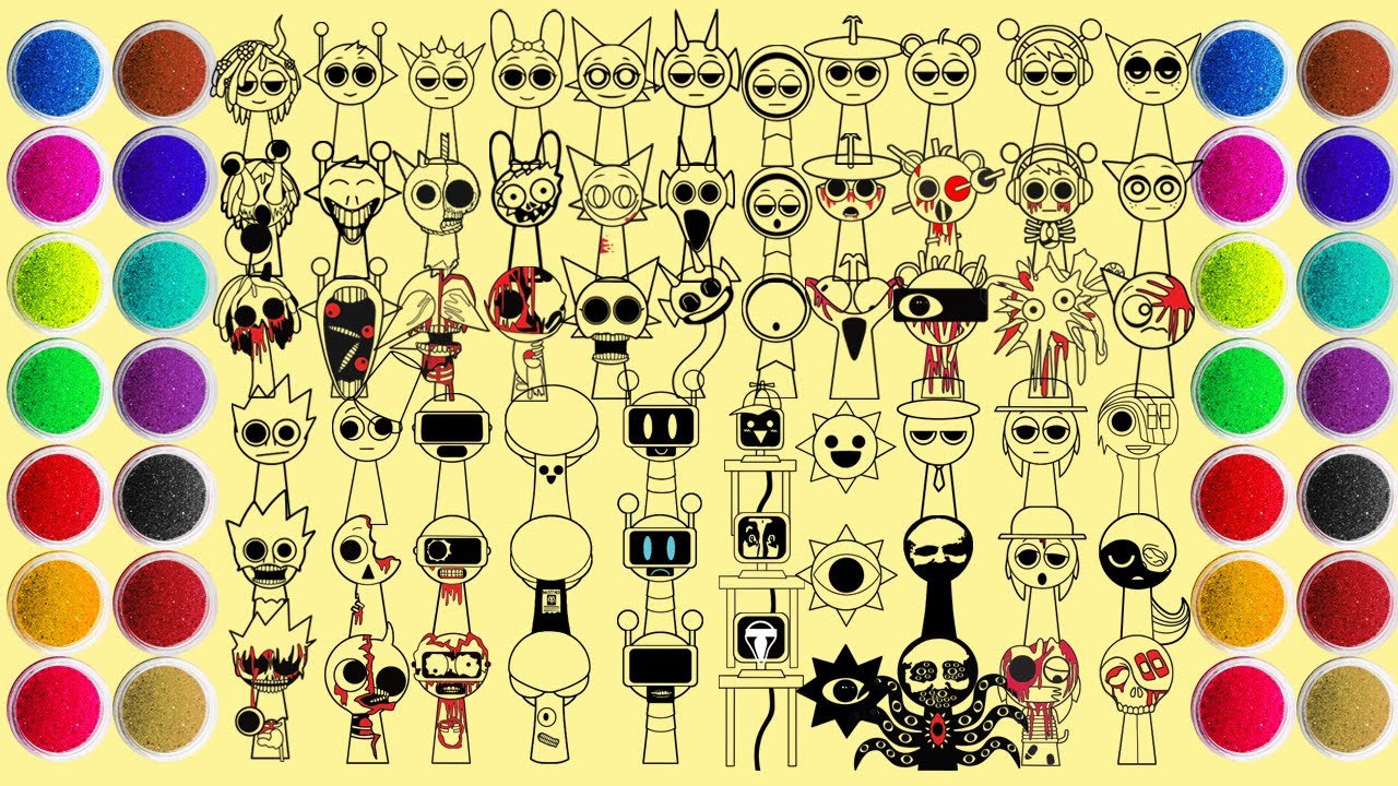 Draw Sprunki Phase 1 2 3 All Characters - Incredibox Sprunki - Sand Art ...
