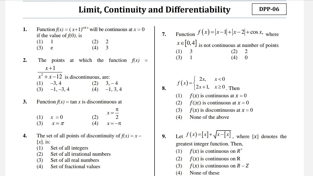 class 12 ka Limit , continuity and Differentiability 🎯 ⁉️⁉️⁉️ pw#physcis#class12👨‍🔬#jee #dpp# ...