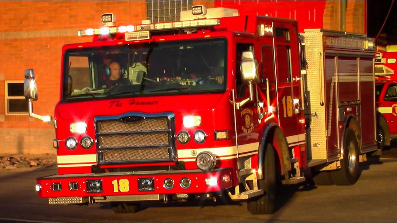 Phoenix Fire Dept. Station 18 responding. - YouTube