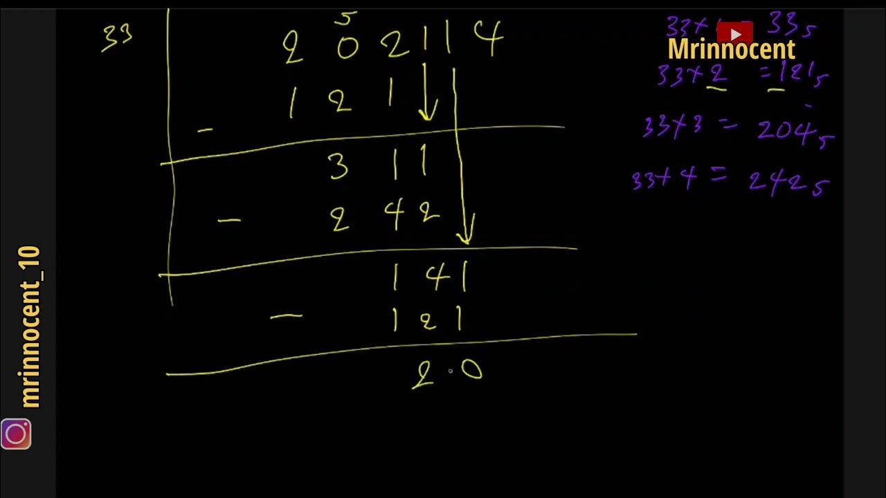 How to DIVIDE in base FIVE (Quinary number system ) - YouTube