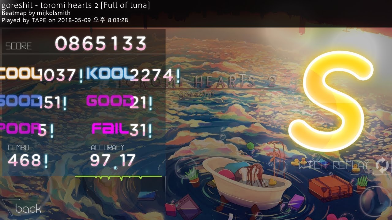 [Osu! mania 4K] toromi hearts 2 [Full of tuna] (★5.26) / 97.17% - YouTube