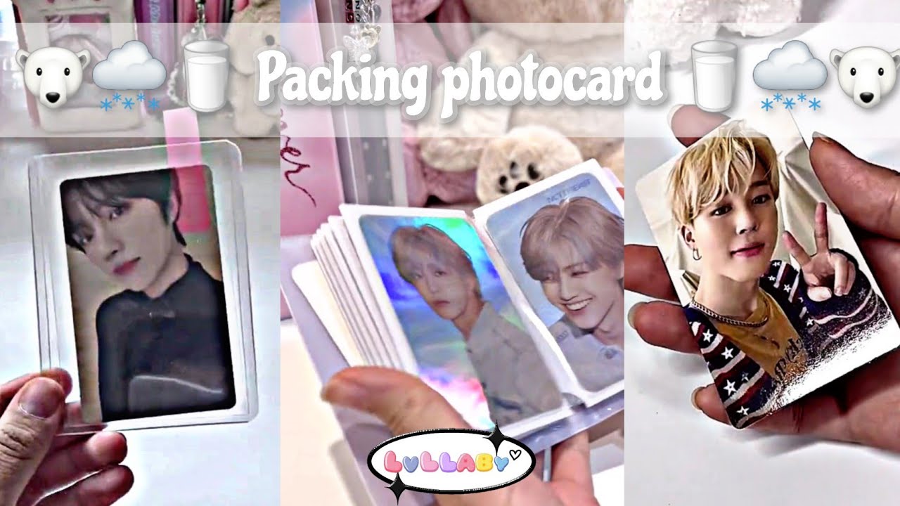 🥛🌨🐻‍ ️🌨~ asmr packing photocard kpop | tiktok compilation || lvllaby♡☁ ...