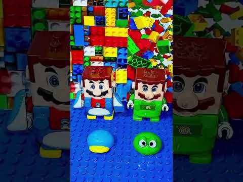 Lego Luigi Frog and Lego Mario changed Power suit up #supermario #lego #toys #trending #funny