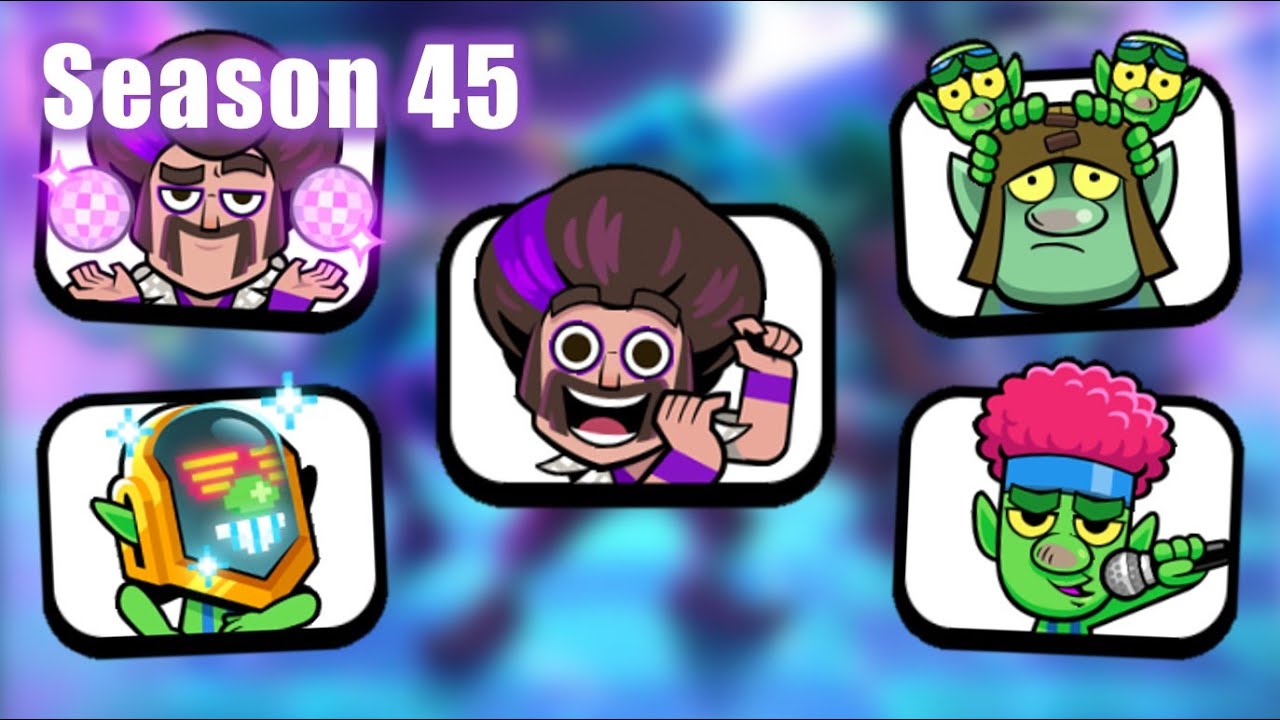 ALL Season 45 Emotes In Clash Royale! | Goblin Party Season Emotes ...