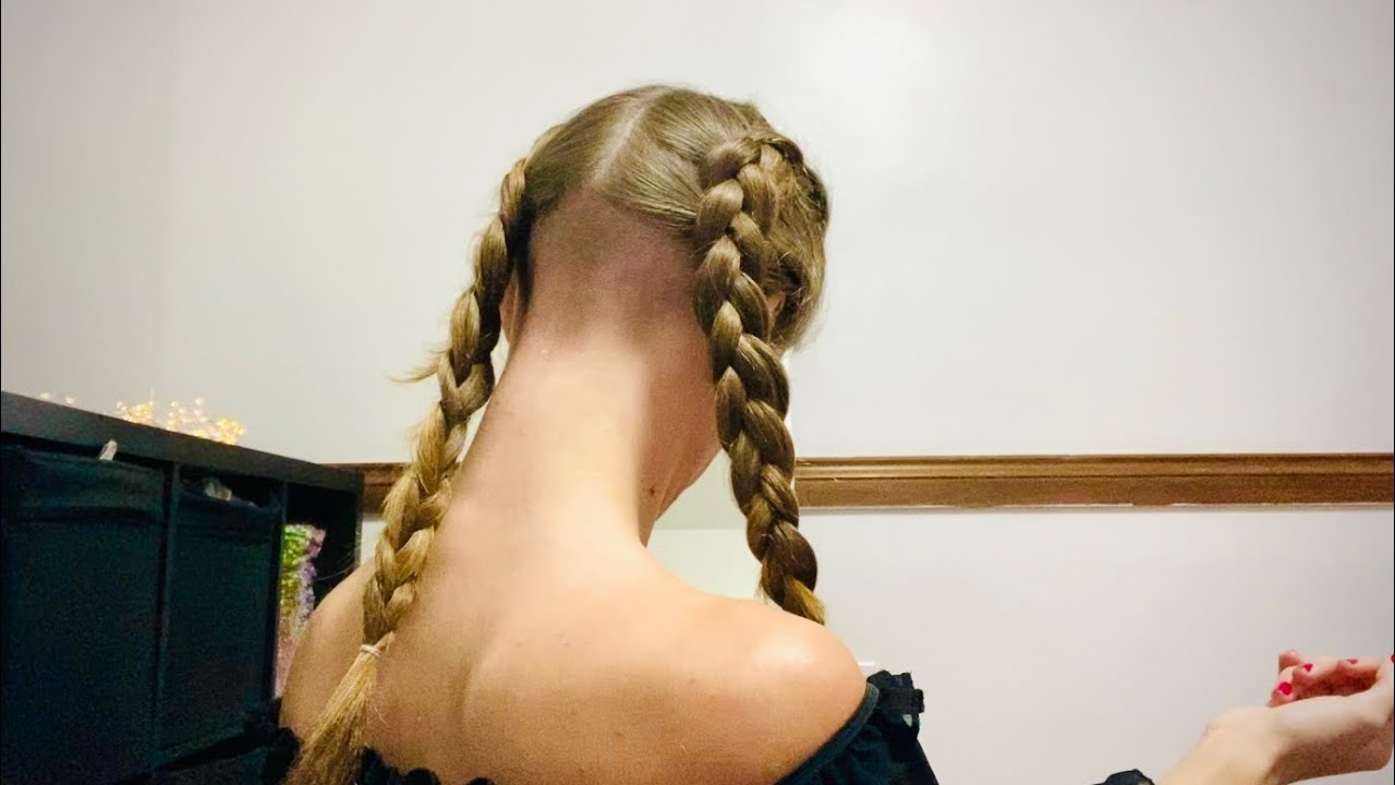 Braiding my hair shaved nape undercut hairplay - YouTube