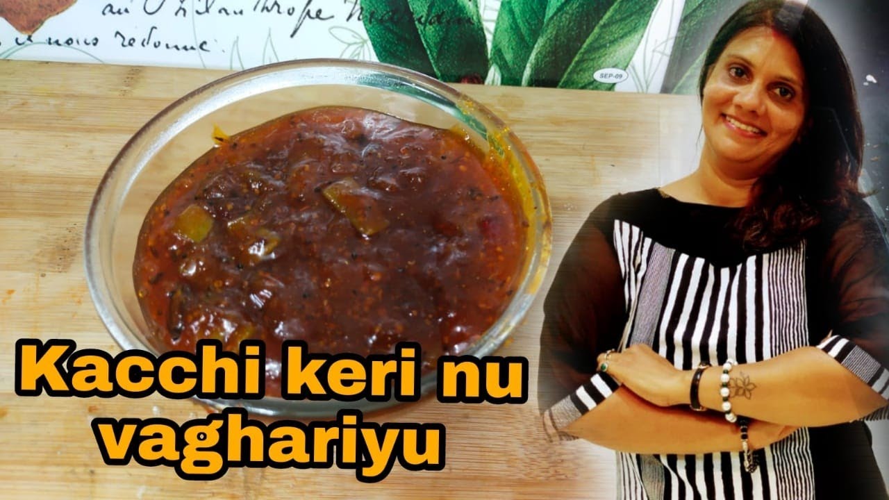 Kachi keri nu Vaghariyu (Raw Mango Pickle) Instant pickle recipe,Aam ka ...
