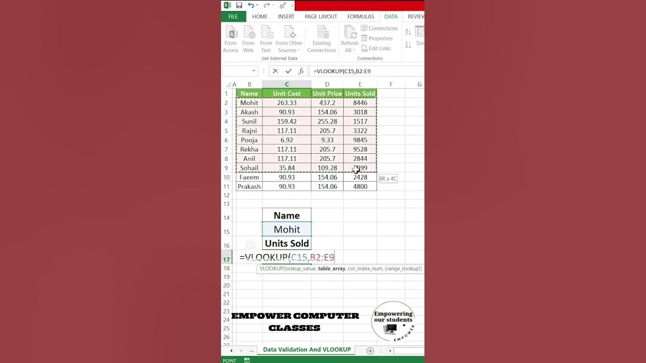Vlookup And Data Validation In Excel Vlookupformula Excel Exceltutorial Accounting Exceltips