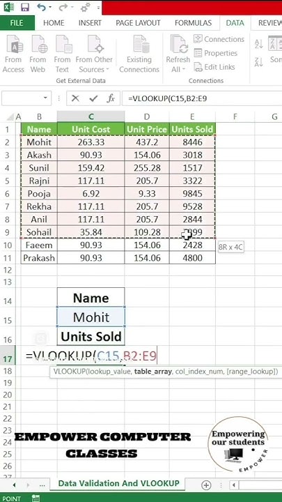 Vlookup And Data Validation In Excel Vlookupformula Excel Exceltutorial Accounting Exceltips