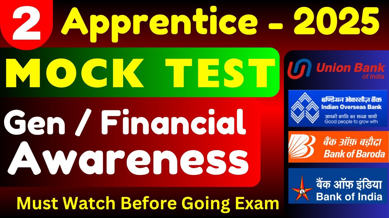 Bank Apprentice 2025 General Awareness Mock Test | BOB | BOI | IOB ...