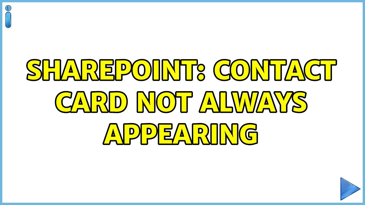 Sharepoint: Contact card not always appearing - YouTube