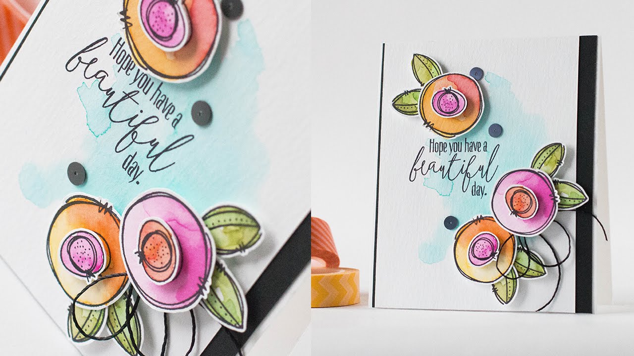 Using WPlus9 Flowers Stamps and Dies to Make a Gorgeous Card - YouTube