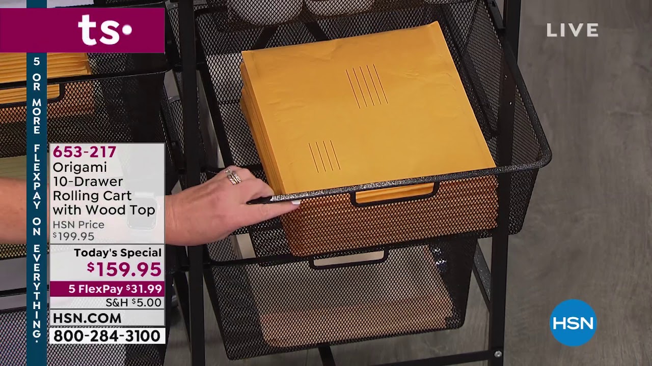 Origami 10Drawer Rolling Cart with Wood Top - YouTube