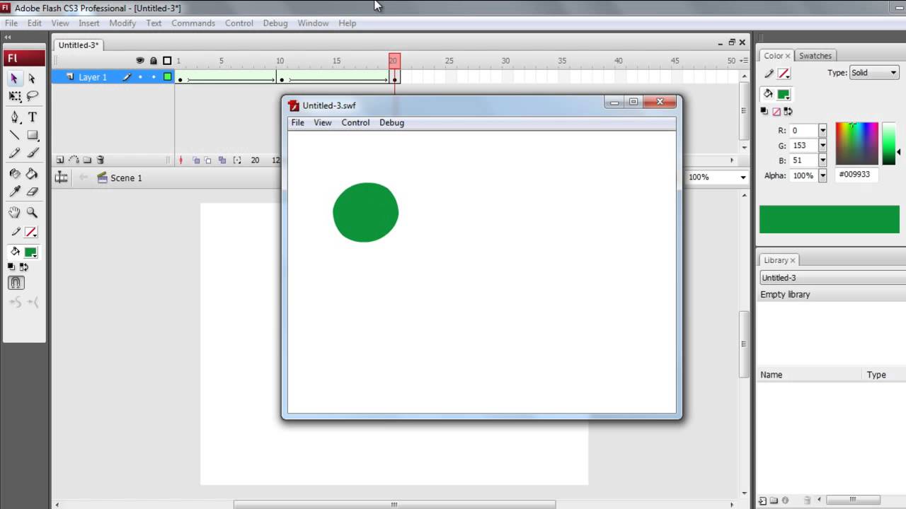 contoh animasi shape tween sederhana - YouTube