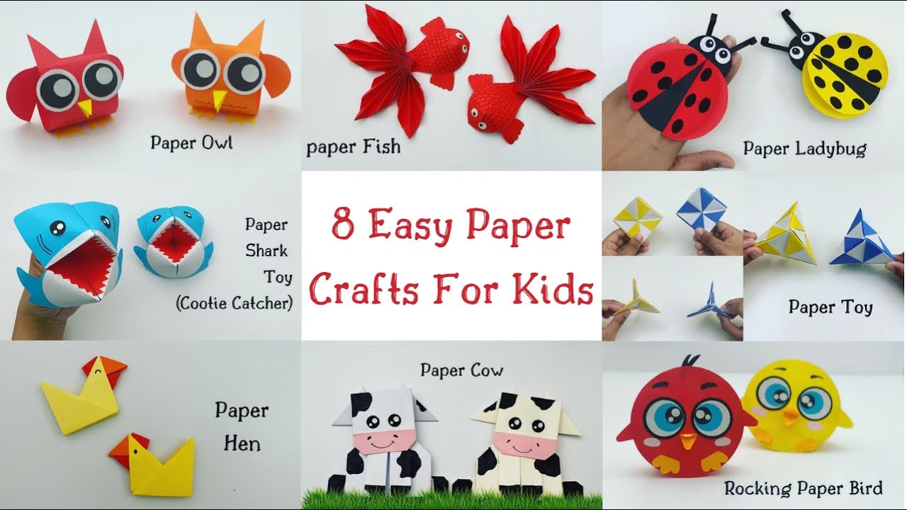 8 Easy Paper Crafts For Kids / Paper Craft / Paper Toys For Kids ...