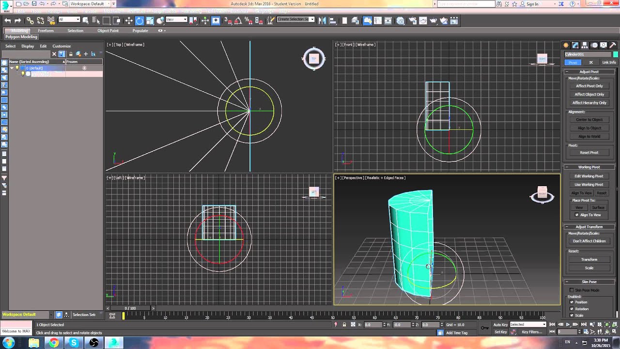 3DS Max 2016 - Adjust Pivot, Mirror, Attach and Weld - YouTube