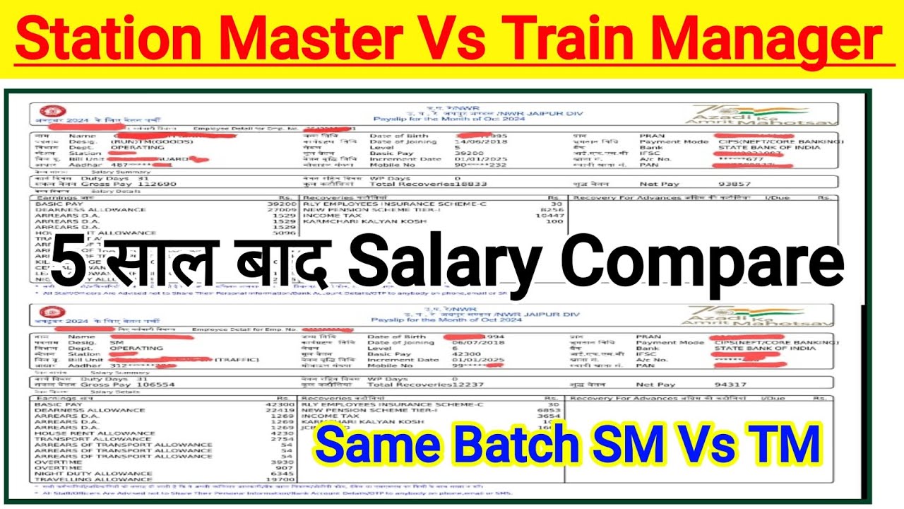 Station Master Vs Train Manager Salary Latest Slip। Same Batch - YouTube