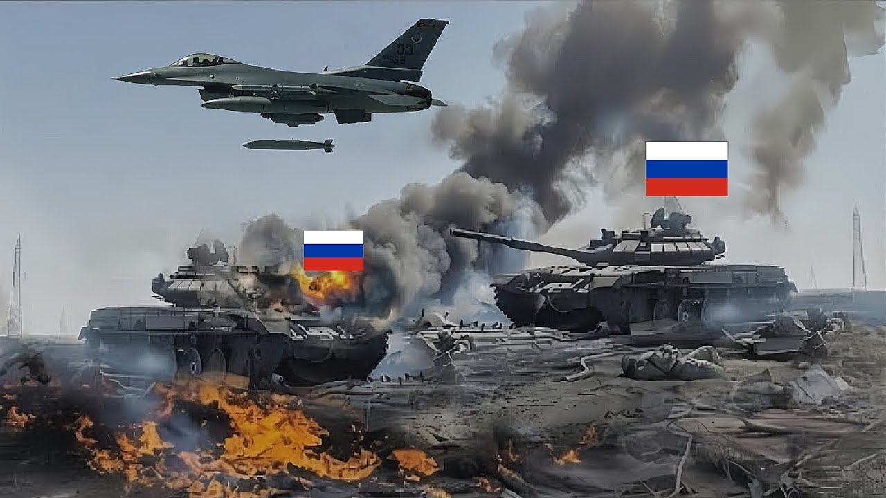 Awful Moment! When Ukraine's Newest F-16 Pilot Ambushes Russian T-90SM ...