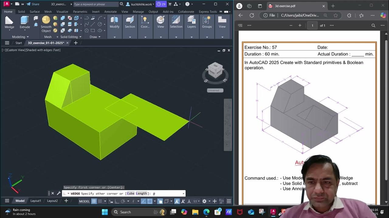 #05|| AutoCAD 3D|| Extrude || Sweep || Revolve || Loft || Press-pull ||primitives||Box||Exercise ...