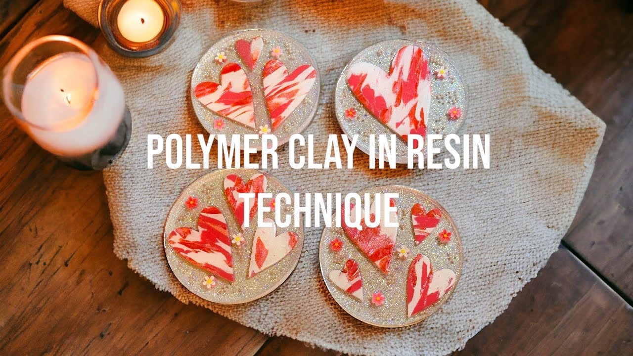 How to use polymer clay & resin together, Create coasters, easy, DIY ...