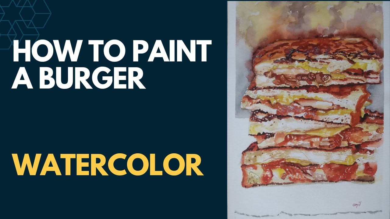 How to Paint a Burger/ Sandwich | Watercolor Painting | Still-life ...