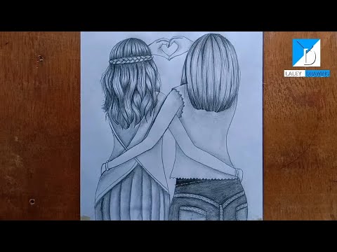 Two Girl Friendship Drawing_How to draw a Girl|| Girl backside Step by ...