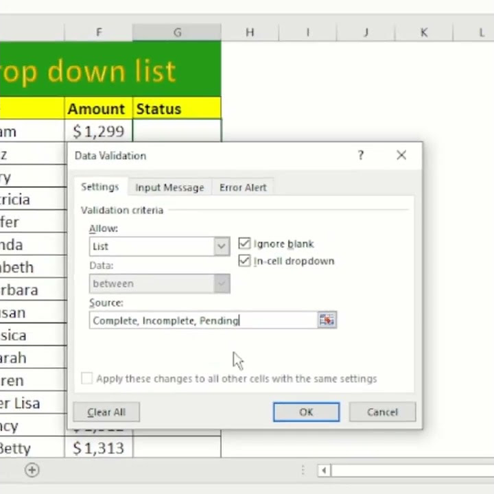 Data validation drop down list in MS-EXCEL - YouTube