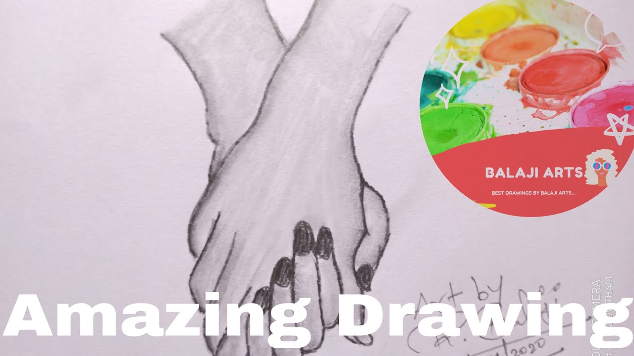 How to draw joining hands|Easy and amazing|by Balaji arts - YouTube