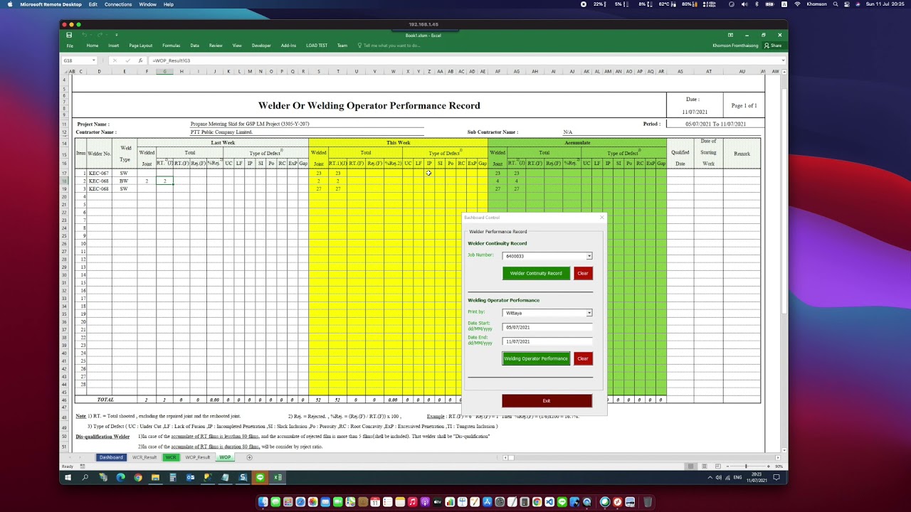 MS Excel Integration Welding Program - YouTube