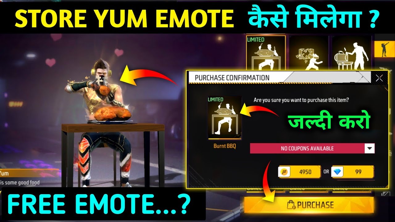 How to Get Yum Emote in Store | New Emote in Free Fire | Free fire new ...