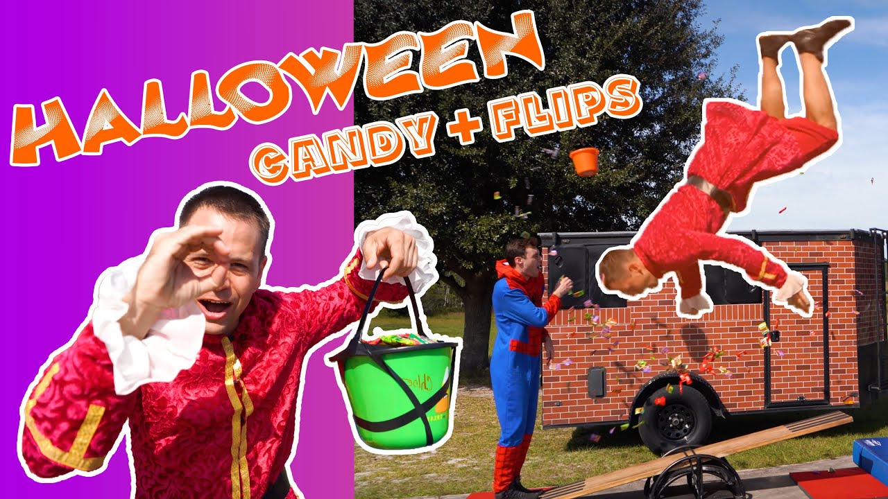 HALLOWEEN CHALLENGE | Candy Toss.. but with FLIPS! - YouTube