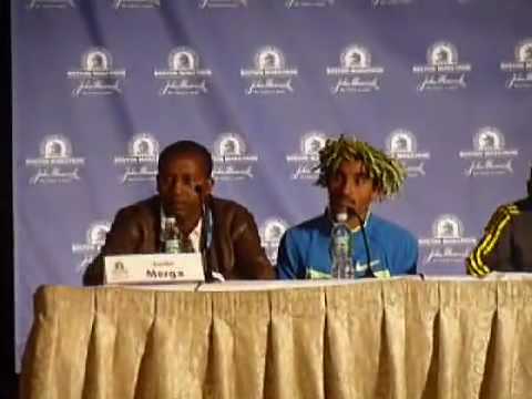 Deriba Merga After Winning the 2009 Boston Marathon - YouTube