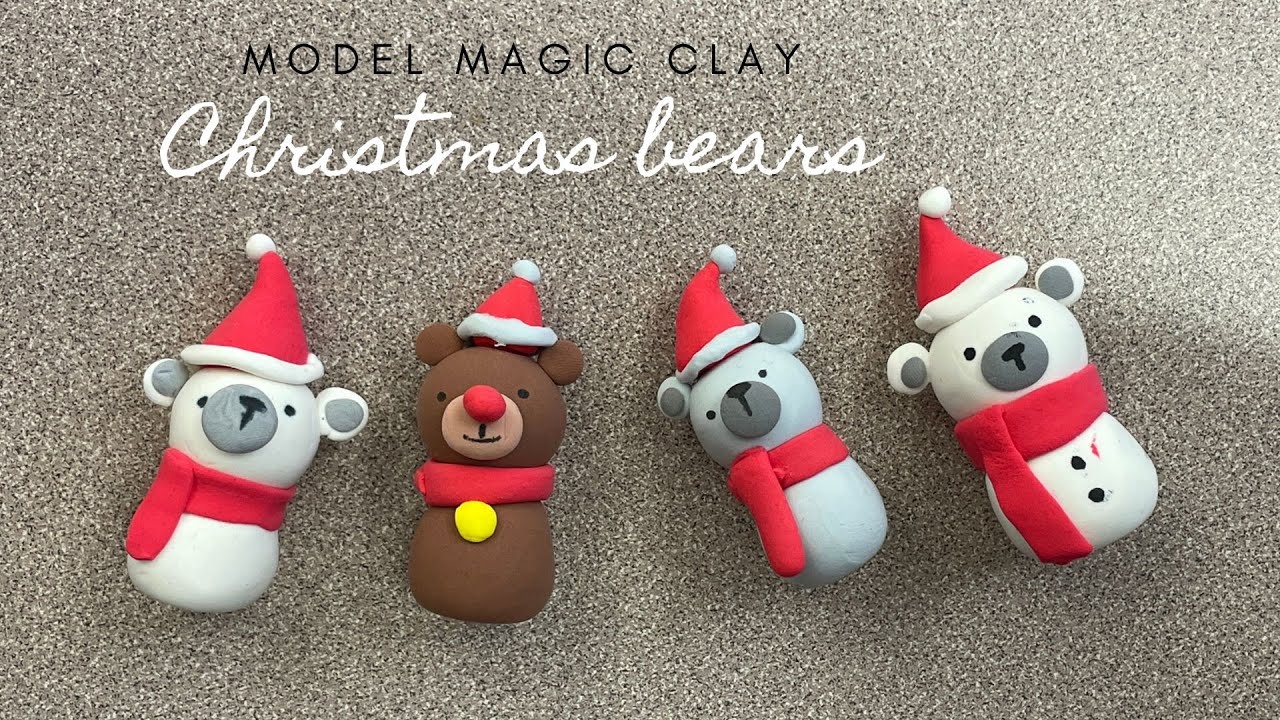 Christmas bears with Model Magic Clay - YouTube