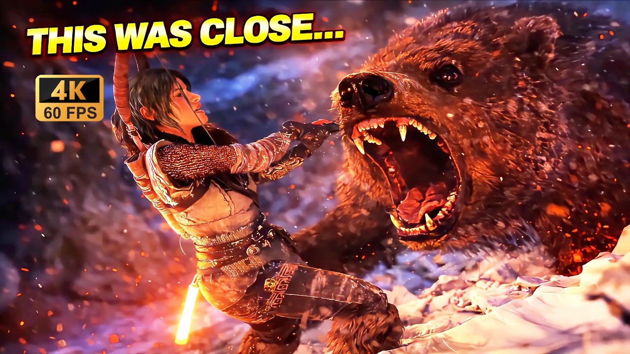 Rise of the Tomb Raider: BRUTAL Bear Boss Fight! 🐻 [4K 60FPS Ultra ...