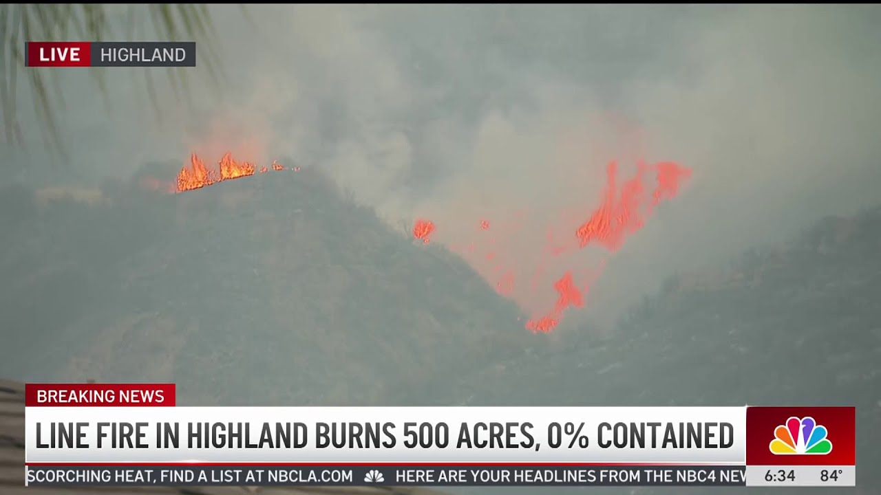 Evacuation warnings issued for Line Fire in Highland - YouTube