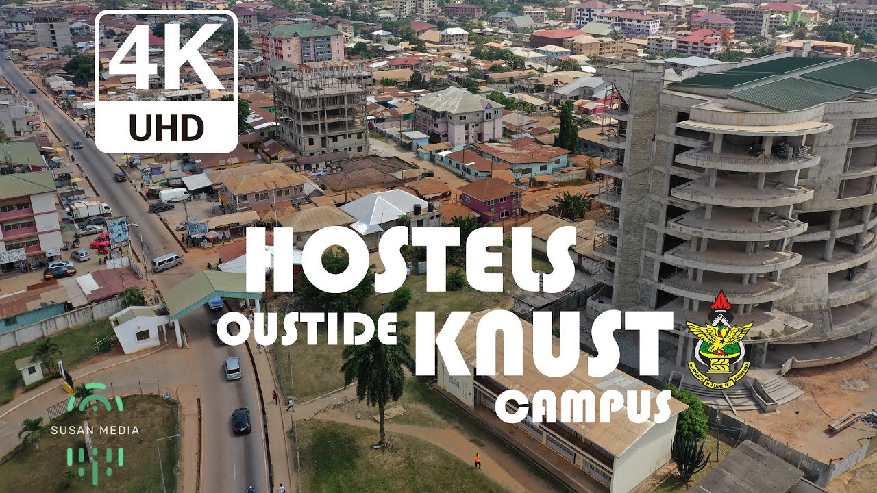 Aerial view of Hostels outside KNUST campus at Ayeduase Kotei 4K - YouTube