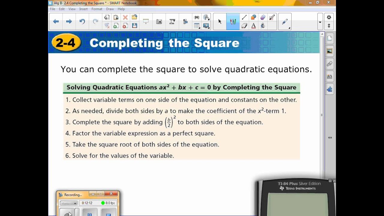 Algebra II: 2.4 Completing the Square - YouTube